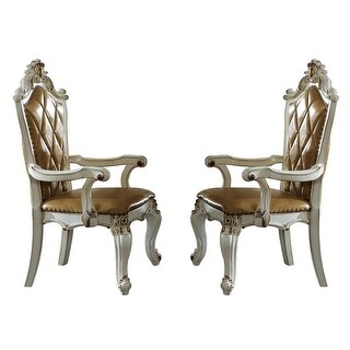 Set of 2 PU Arm Chairs in Butterscotch and Antique Pearl - Bed Bath ...