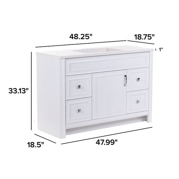 Spring Mill Cabinets 48" Nimay Bathroom Vanity With 1-Door Cabinet, 4 ...