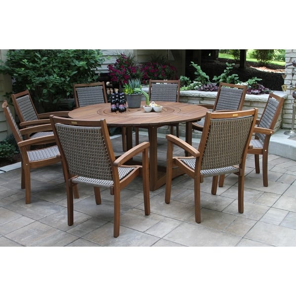 Eilaf 9 pc. Lazy Susan Set with Wicker Stacking Chairs - Bed Bath ...