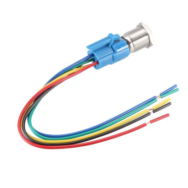 Momentary Metal Push Button Switch 16mm Mounting 1NC NO 12V LED w Plug ...