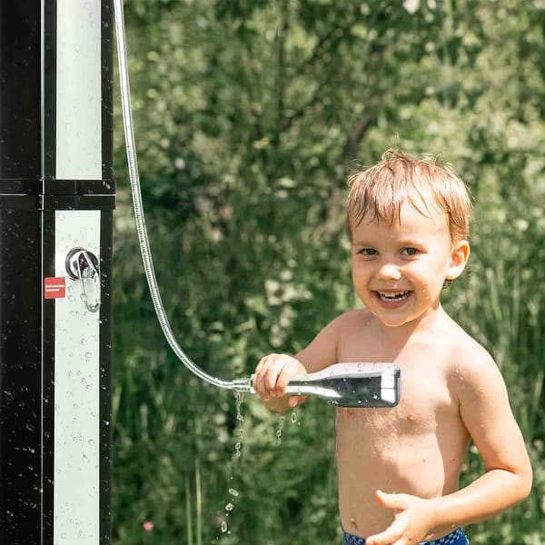 VINGLI Solar Heated Shower with Shower Head, Handhold/Foot Shower Tap ...