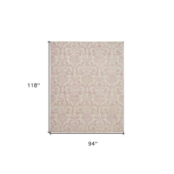 HomeRoots 8' X 10' Cream Damask Power Loom Area Rug - 8' x 10' - Bed ...