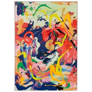 Multi Colored Canvas Paint Splatter Abstract Wall Art with White Frame ...
