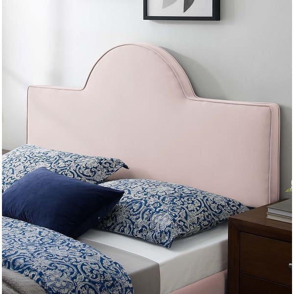 Livingston Arched Pink Velvet Upholstered Full/Queen Size Headboard ...
