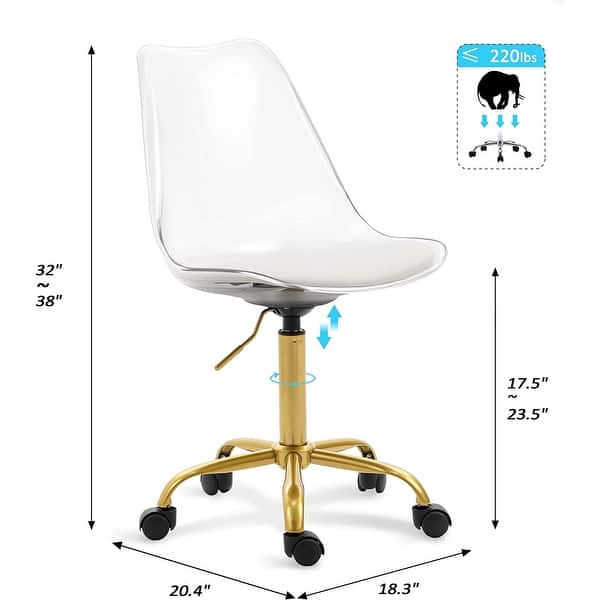 Acrylic Swivel adjustable height Armless Home office Rolling Chair ...