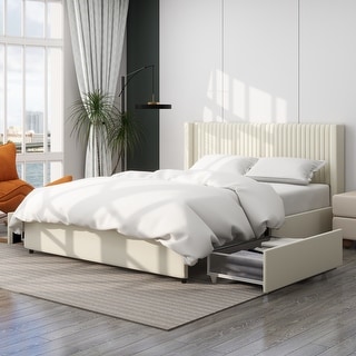 Luxurious Velvet Upholstered Storage Bed with Tight Channel Headboard ...