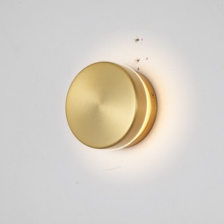 4.7" 1-Light Minimalist Circle Round Brass Integrated LED Wall Sconce ...