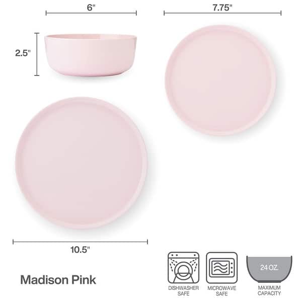 Mikasa Madison 12-Piece Dinnerware Set, Service for 4, Pink - Bed Bath ...