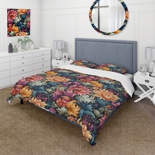 Designart "Bouquet Brilliance Damask Medley" Damask bedding covert set ...