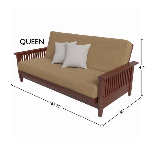 Denali Queen Warm Cherry Futon Set with Stratus Mattress and Cover ...