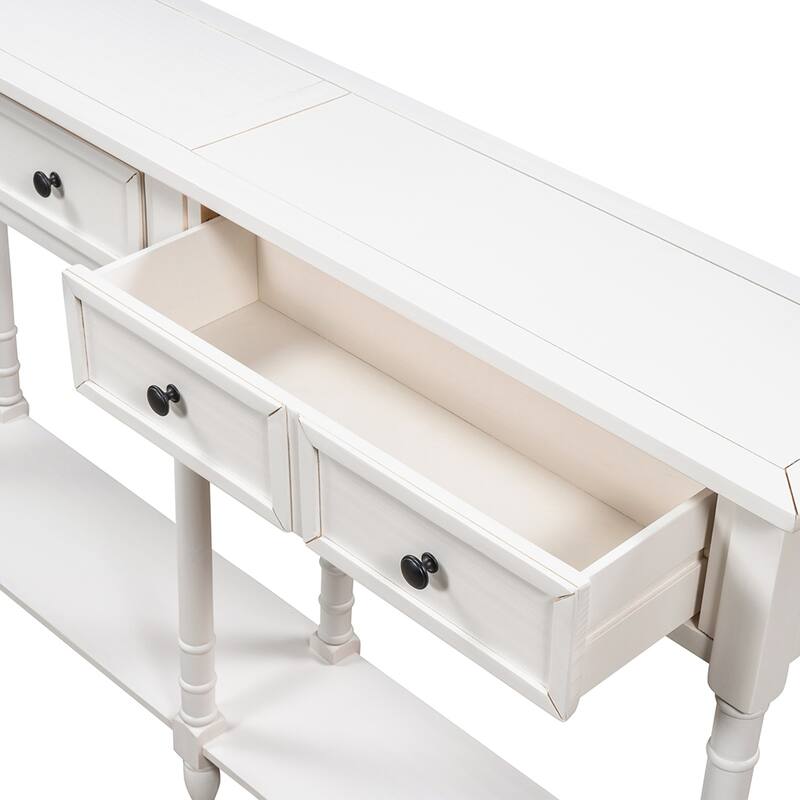 Console Table Sofa Table with Two Storage Drawers and Bottom Shelf ...