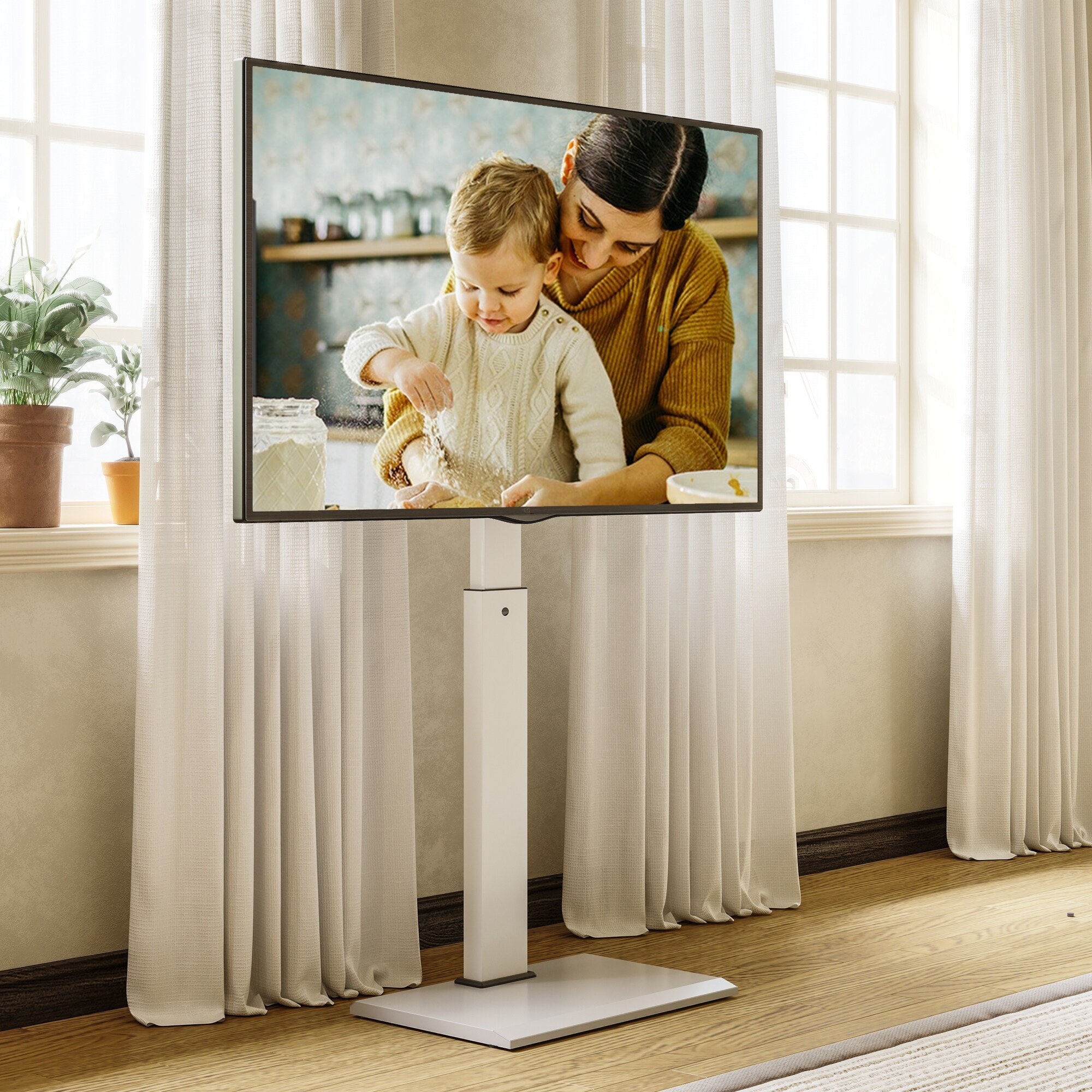 FITUEYES Iron Base Universal Floor TV Stands for 32 75 inch TVs White N A
