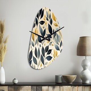 Designart - Modern Leaf Patterns VI - Plants Large Wall Clock in Fall ...