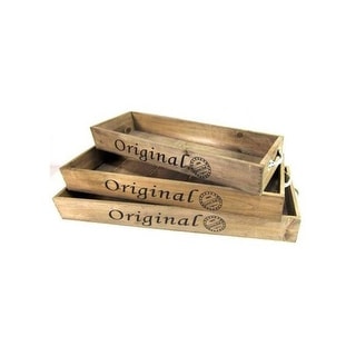 Set Of 3 Original Text With Metal Handles Wood Trays - Bed Bath ...