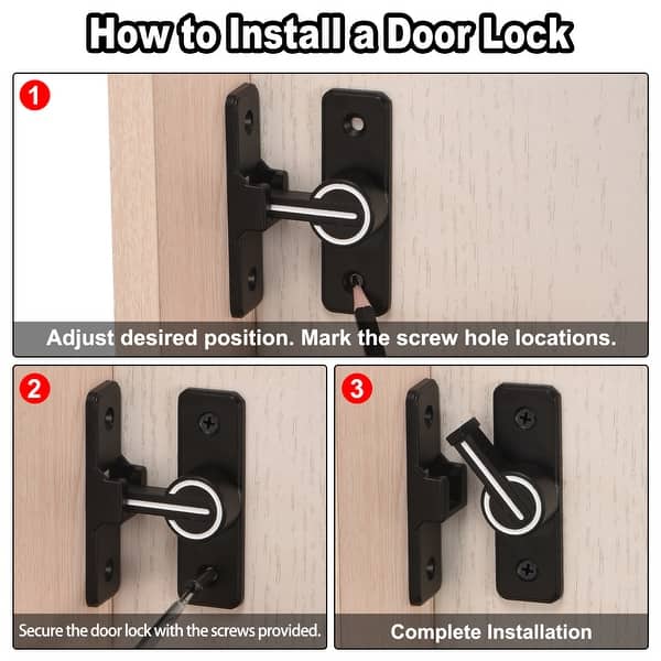 Barn Door Lock Sliding Barn Door Latch Lock 90 Degree Gate Latch Black ...