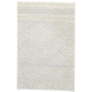 One of a Kind Hand-Knotted Modern 2' x 3' Geometric Wool Grey Rug - 2 ...