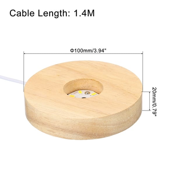 LED Light Round Wooden 3.94" Warm White Light Display Base Stand Wood ...