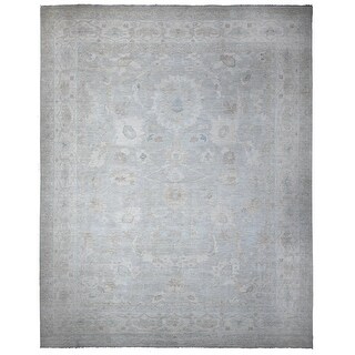 Shahbanu Rugs Gray Washed Out Peshawar with Ziegler Mahal Design Hand ...