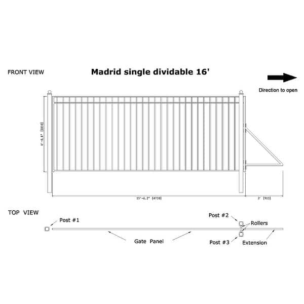 ALEKO Garden Steel Single Sliding 16 ft Driveway Gate Madrid Style with ...
