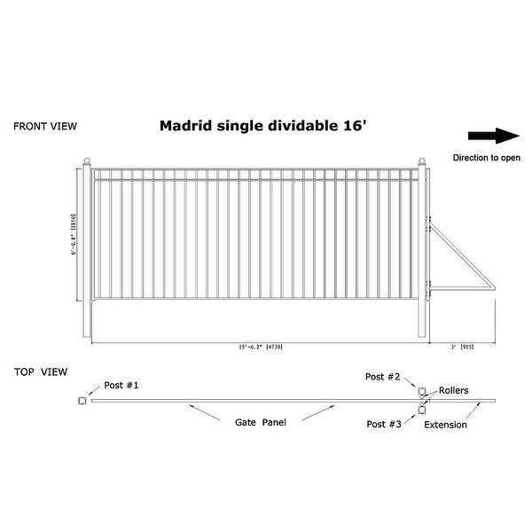 ALEKO Madrid Style Steel Single Sliding 16 ft Driveway Gate Black - Bed ...