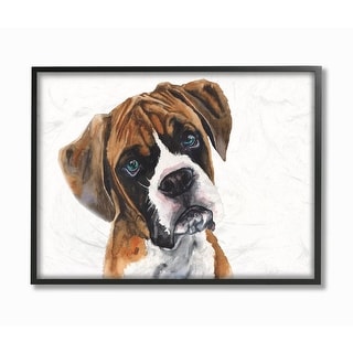 Stupell Blue Eye Boxer Dog Pet Animal Watercolor Painting,11x14, Design ...