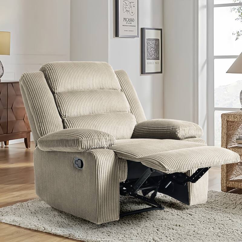 Modern 36'' W Cotton/ Corduroy Push Back Manual Recliner Chair - On ...