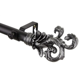 Rod Desyne Plume Decorative Window Curtain Rod 120-170" - Black - Bed ...