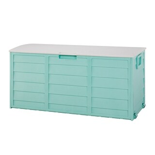 Green Polypropylene Resin Garden Storage Box 280L with Wheels - 44” W x ...