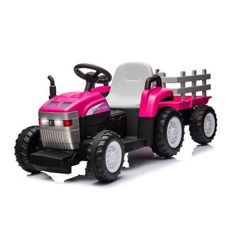 12V7AH Battery-Powered Toy Tractor with Trailer, Remote Control, Kids ...