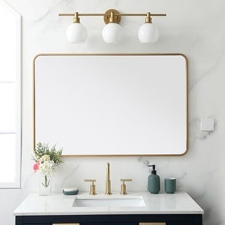 28"x42" Soft Corner Metal Rectangular Mirror Brass - Bed Bath & Beyond ...
