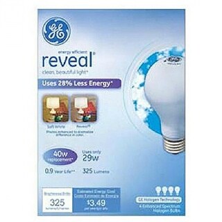 GE 67769 Reveal 29AW/RV/H A Line Halogen Bulb, 29W, Soft White, 3" MOL ...