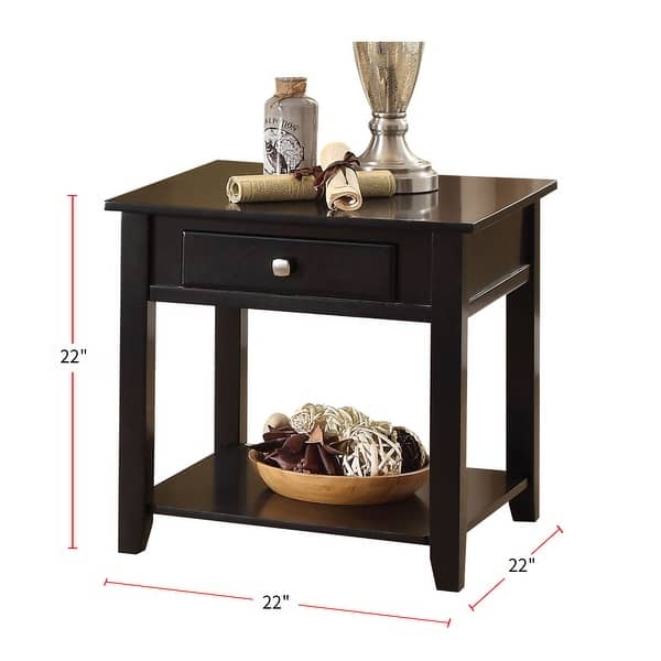 Wooden End Table with Bottom Shelf in Black - Bed Bath & Beyond - 34933247