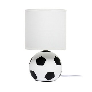 10.7 in. White and Black Finish Soccer Ball Table Lamp with White Shade ...