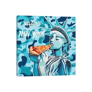iCanvas "Welcome To NY - Liberty Pizza Blue Camo Square" by Hybrid Life ...
