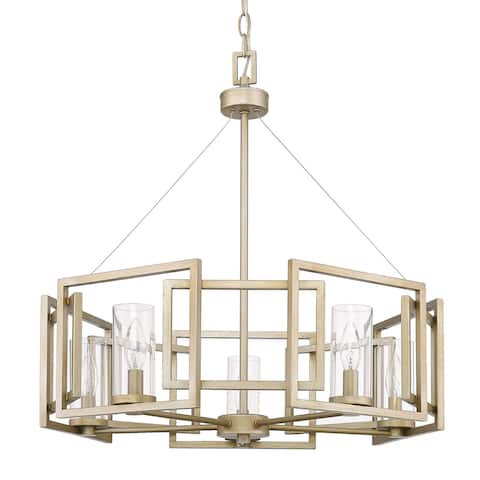 Golden Lighting Waverly Aged Brass Tuxedo Shade 5-light Chandelier ...