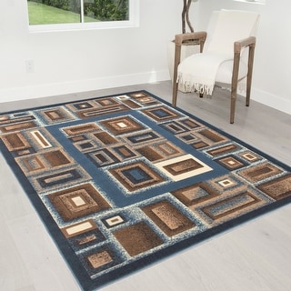 HR Aqua Blue, Brown and Multi Color Modern Contemporary Abstract Rug ...
