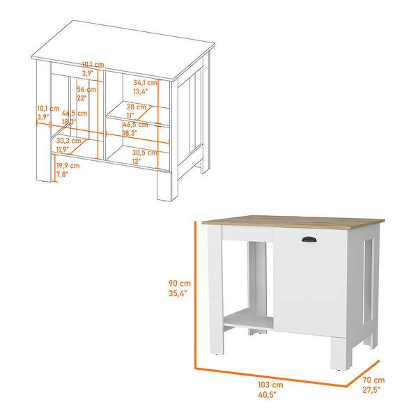 Wood Top Auxiliary Table Kitchen Island Cart w/ Storage Single-door 2 ...