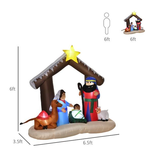HOMCOM 6 ft. Inflatable Nativity Scene with Mary, Joseph, and Baby ...