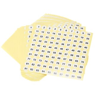 Round Number Stickers, 13mm Dia Number 1-100 Coated Paper Label 30 ...