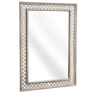 American Art Decor 32 inch x 44 inch Gray Lattice Wall Mirror - Bed ...