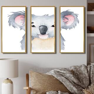 Designart "Portrait Of Cute Koala Bear" Traditional Framed Art Set of 3 ...