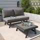 Outdoor Patio Convertible Sofa Daybed with Adjustable Back, Cushioned ...