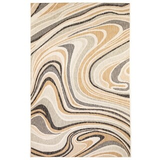 Liora Manne Portofino Tides Indoor/Outdoor Rug Natural 4'10" x 7'6 ...