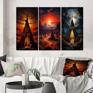 Designart "Orange Native Tipi Embracing Tradition III" Cityscapes Wall ...