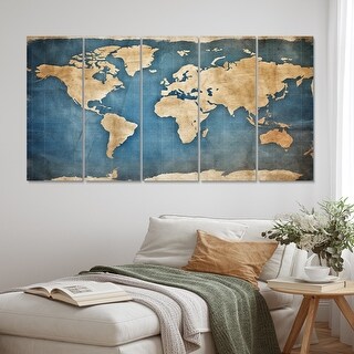 Designart "Ancient Map of The World III" Maps Multipanel Wall Art Print ...