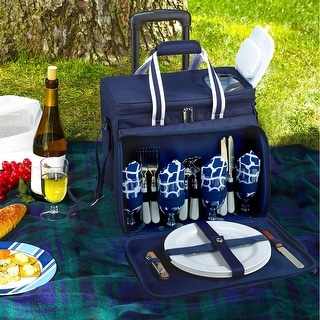 Picnic at Ascot Insulated Picnic Set for 4 on Wheels - Bed Bath ...