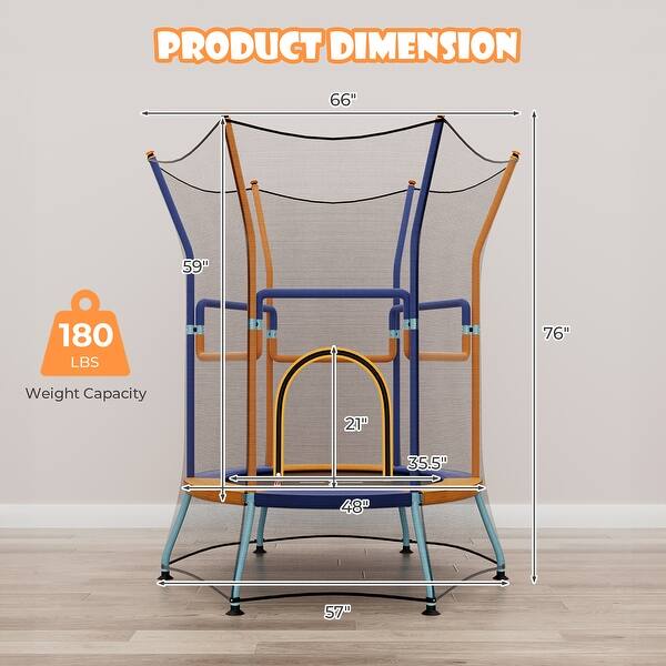 Gymax Kids Mini Trampoline w/ 59'' Higher Enclosure Net Seamless - Bed ...