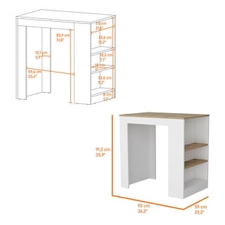 Kitchen Wooden Island Doyle,Storage Island with Three Side Shelves ...