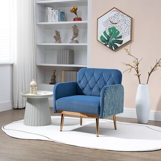 Velvet Accent Chair Lounge Chair Leisure Recliner Sofa with Rose Golden ...