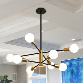Modern 8-Light Sputnik Linear Chandelier with Glass Shades - Bed Bath ...